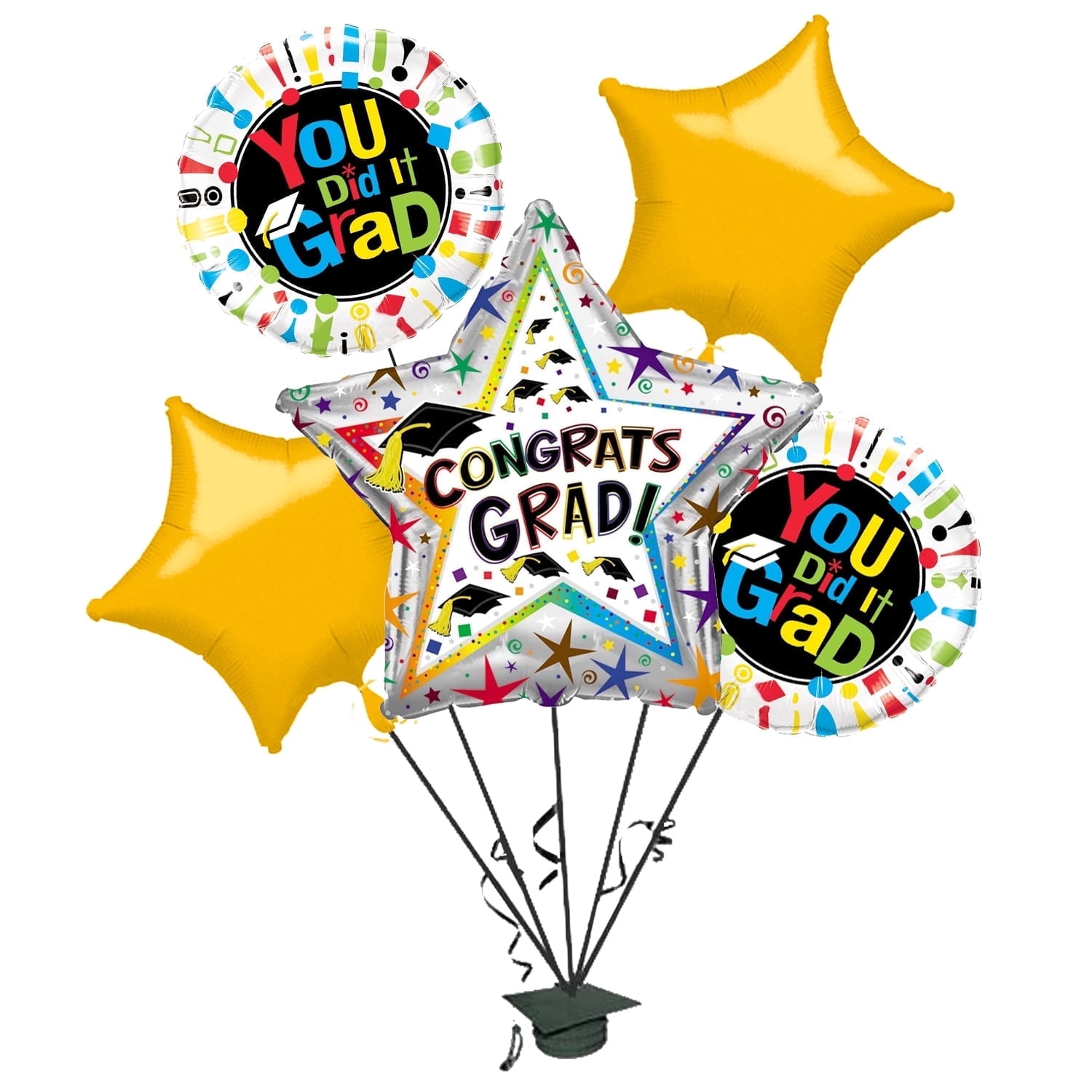 PMU 5-Piece 'Way to Go Grad' Star Balloon Bouquet – Mylar Balloons for ...