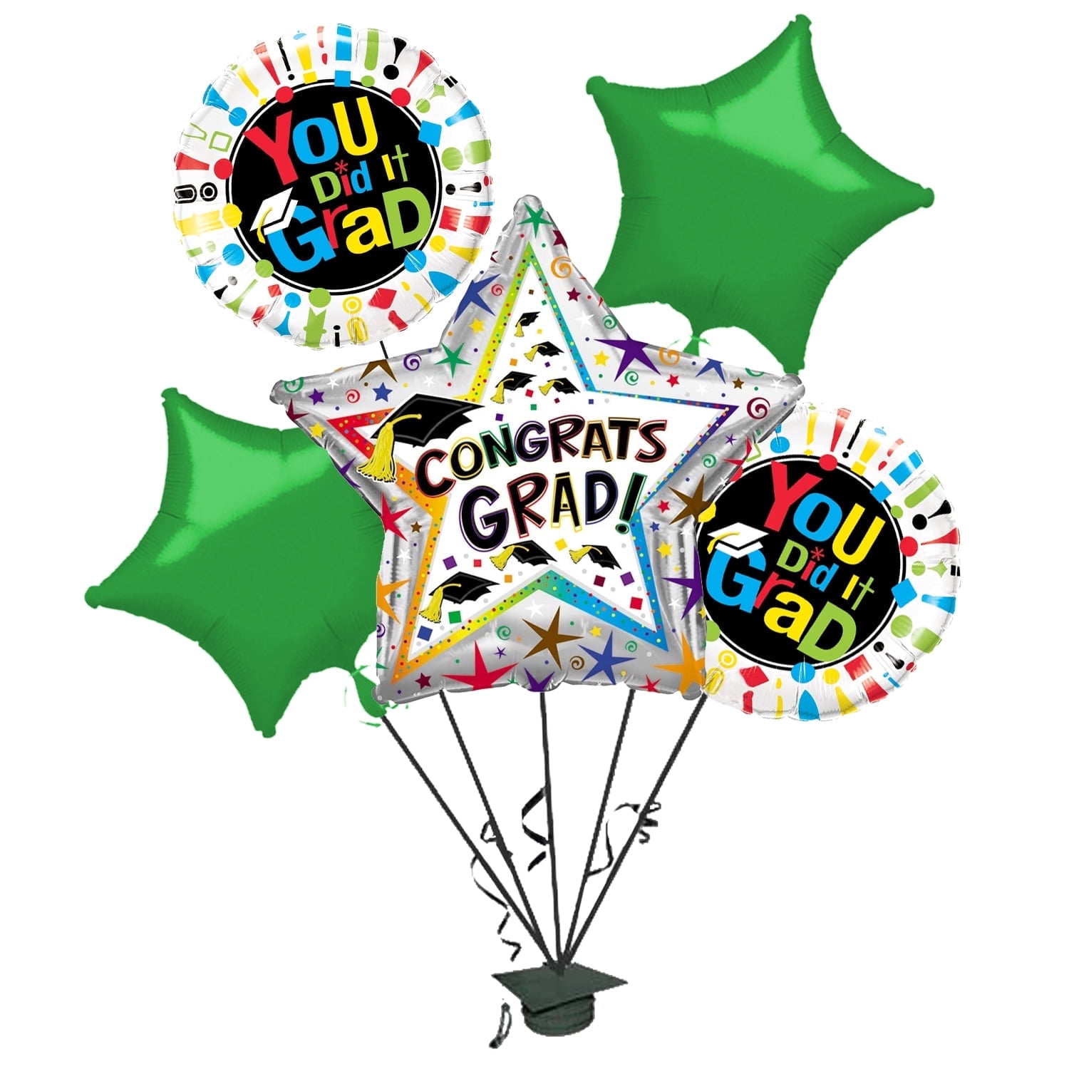 PMU 5-Piece 'Way to Go Grad' Star Balloon Bouquet – Mylar Balloons for ...