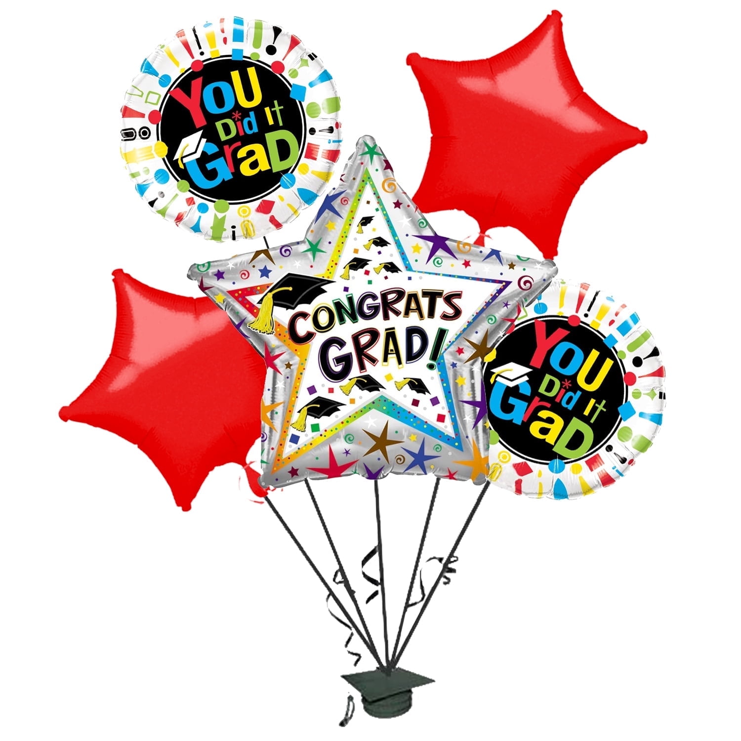 PMU 5-Piece 'Way to Go Grad' Star Balloon Bouquet – Mylar Balloons for ...