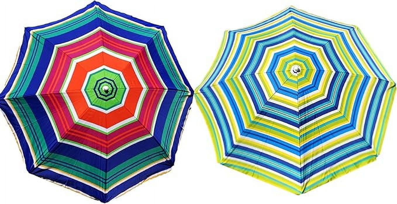 PMU 6 Ft Multi Stripes Beach Umbrella with Silver lining UPF 50+ Multi ...
