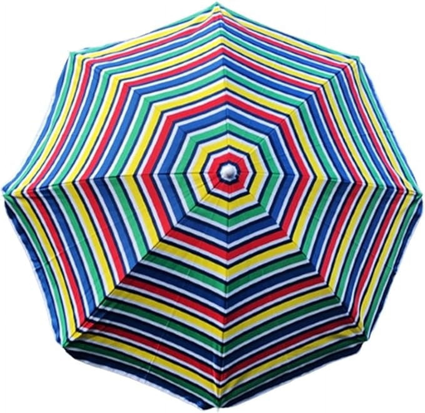 PMU 6 Ft Multi Stripes Beach Umbrella with Silver lining UPF 50+ Multi ...