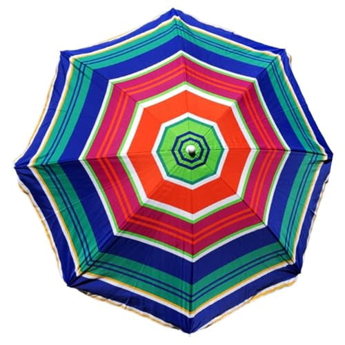 PMU 6 Ft Multi Stripes Beach Umbrella with Silver lining UPF 50+ Multi ...