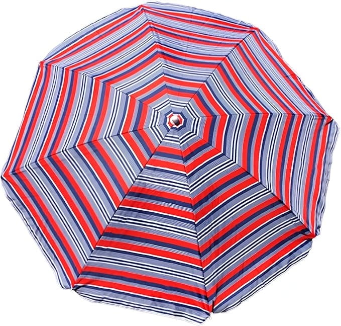PMU 6 Ft Multi Stripes Beach Umbrella with Silver lining UPF 50+ Multi ...