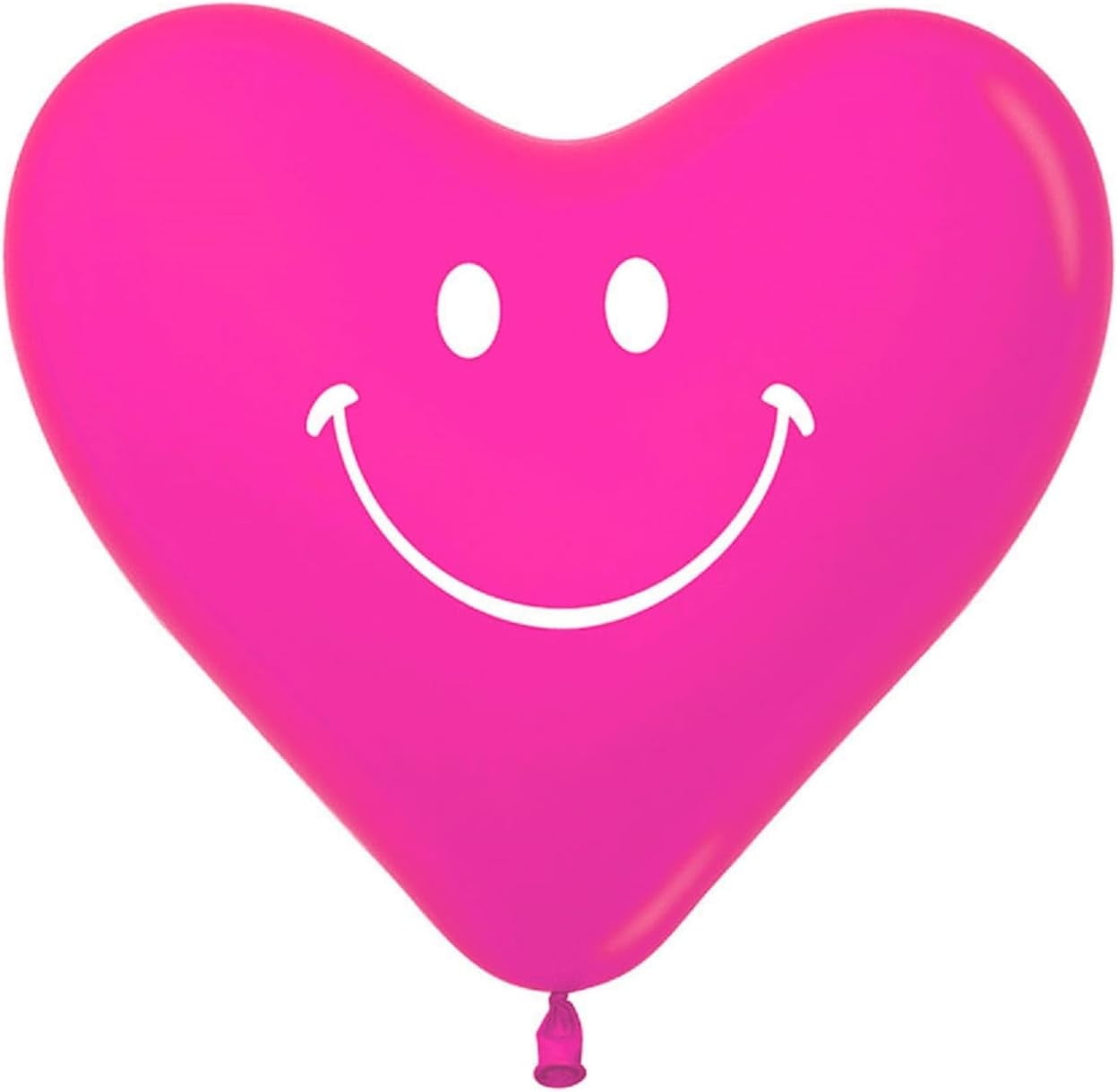 PMU 6 Inch Heart Shape QualatexWild Berry Smile Face White Latex (50 ...