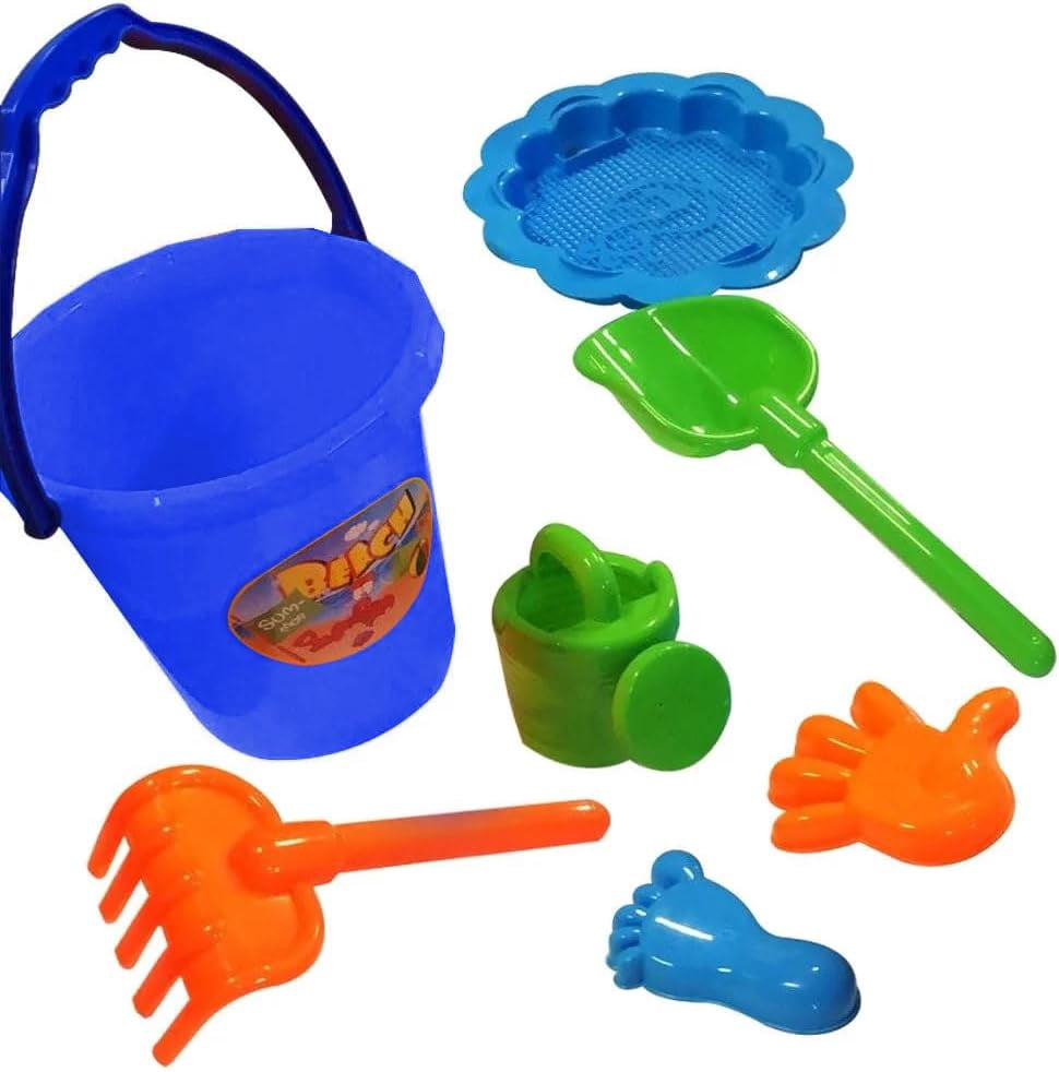 PMU 7-Piece Beach Sand Toy Set, Includes Beach Molds, Beach Bucket ...
