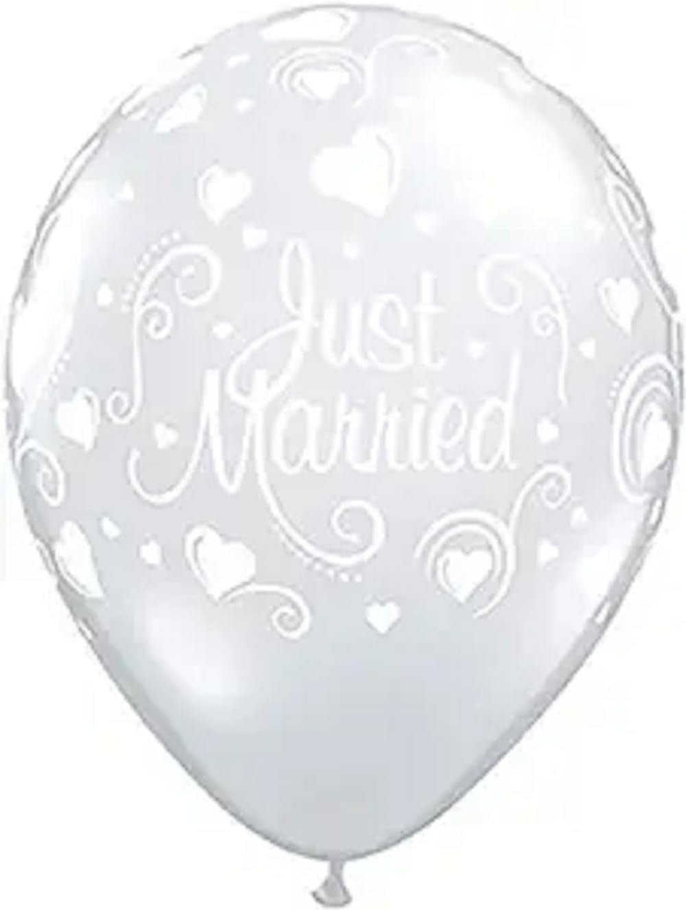 PMU Balloons 11 Inch Qualatex Clear with Just Married Hearts Latex ...