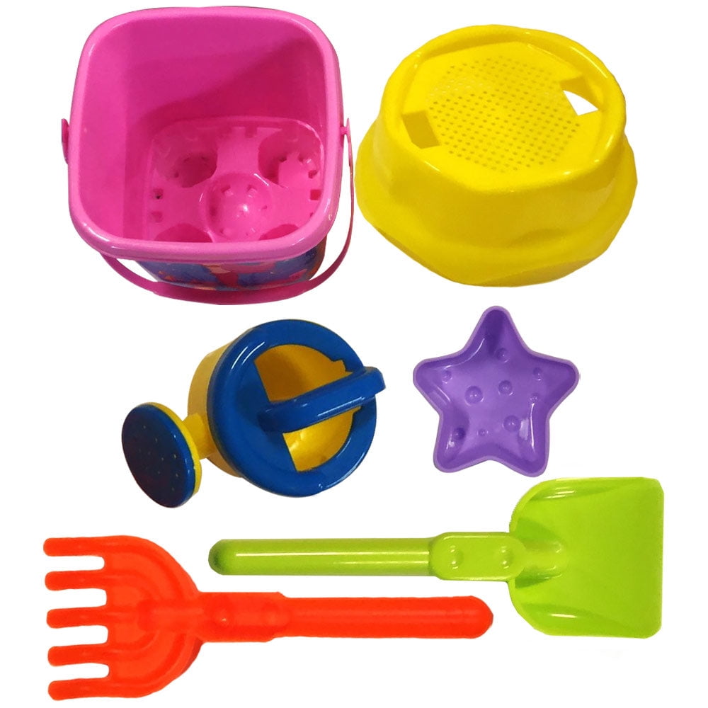 PMU Beach Sand Toy Set 6 pcs Includes Star Sand Mold, Beach Bucket ...