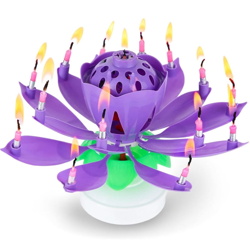 PMU Birthdays Lotus Flower Musical Birthday Candle Spinning Birthday ...