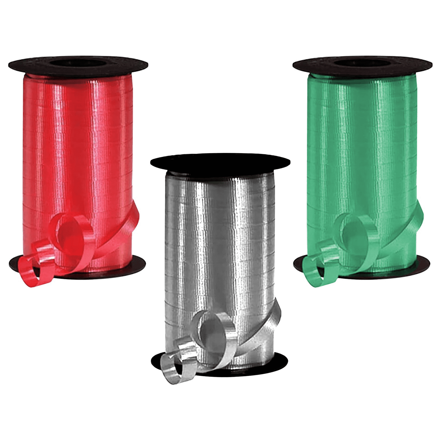 PMU Christmas Curling Ribbon Assortment Pack of 3 Rolls Emerald Green ...