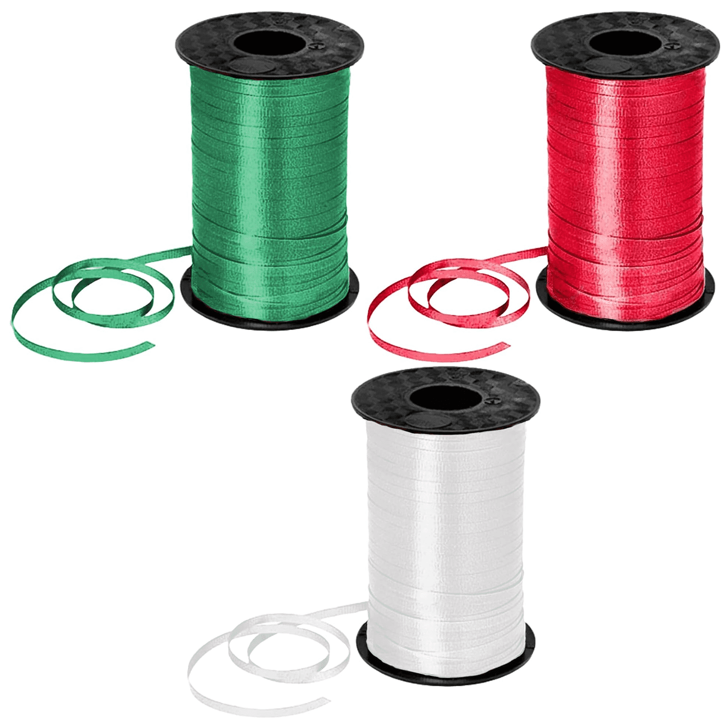 PMU Christmas Curling Ribbon Assortment Pack of 3 Rolls Emerald Green ...