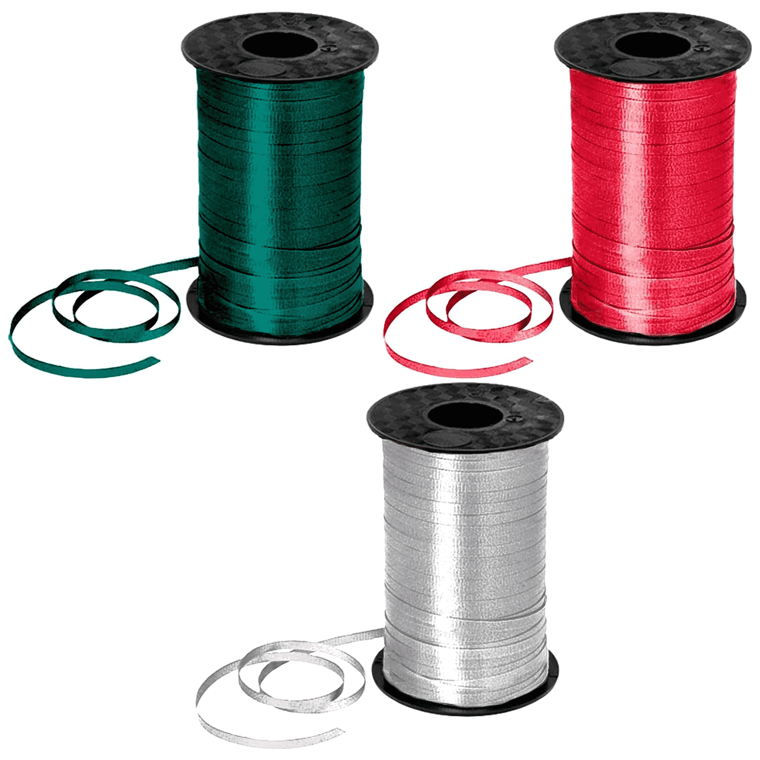 PMU 4500 FT 3 Pack Roll Christmas Curling Ribbon Hunter Green, Red ...