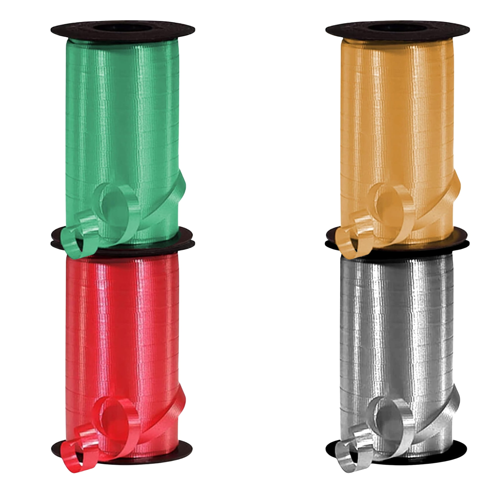 PMU Christmas Curling Ribbon Assortment Pack of 4 Rolls Emerald Green ...