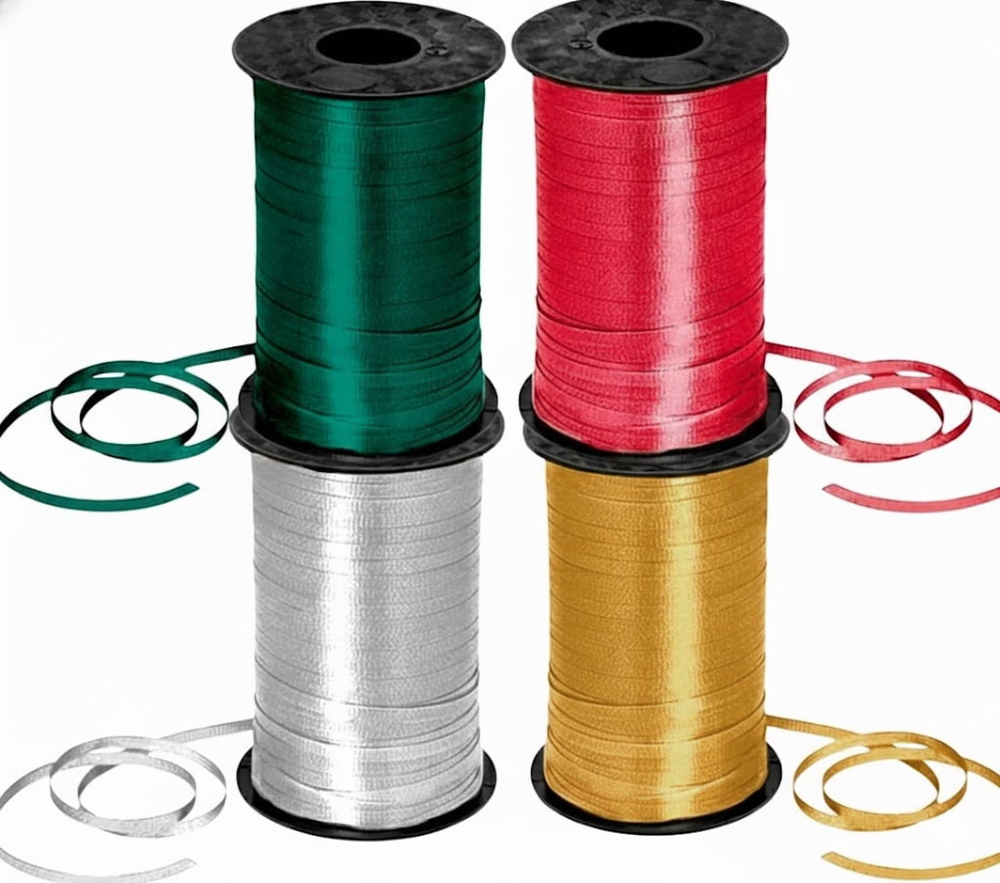 PMU 6000 FT 4 Rolls Christmas Curling Ribbon Hunter Green, Red Gold ...