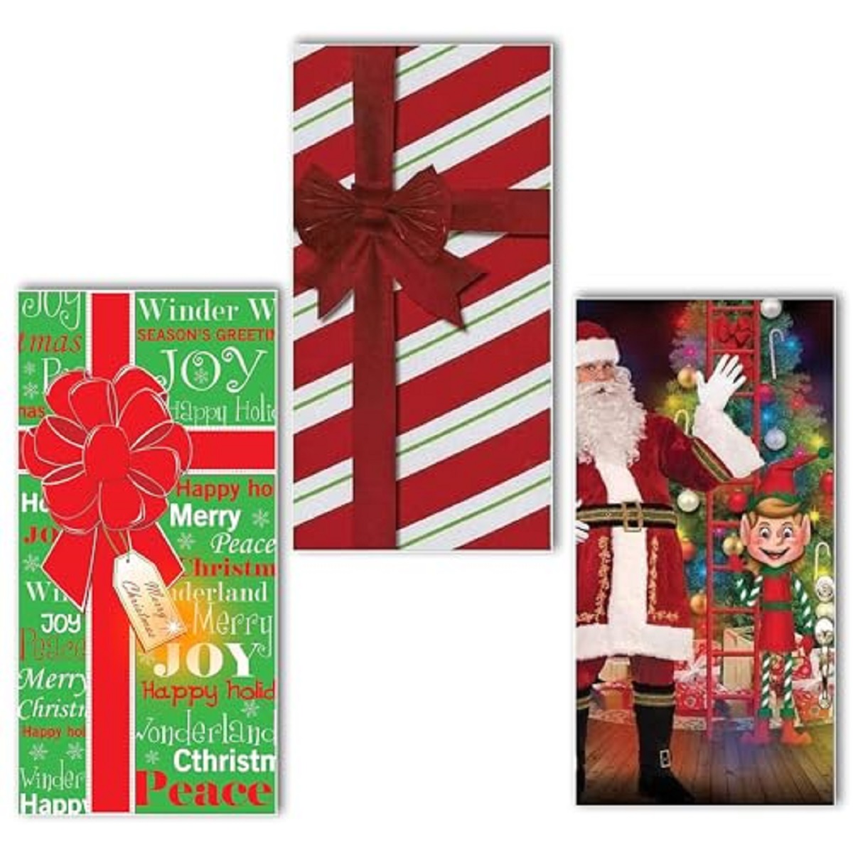 PMU Christmas Door Cover Gifts with Santa 3pc Multi-Pack Door Covers ...