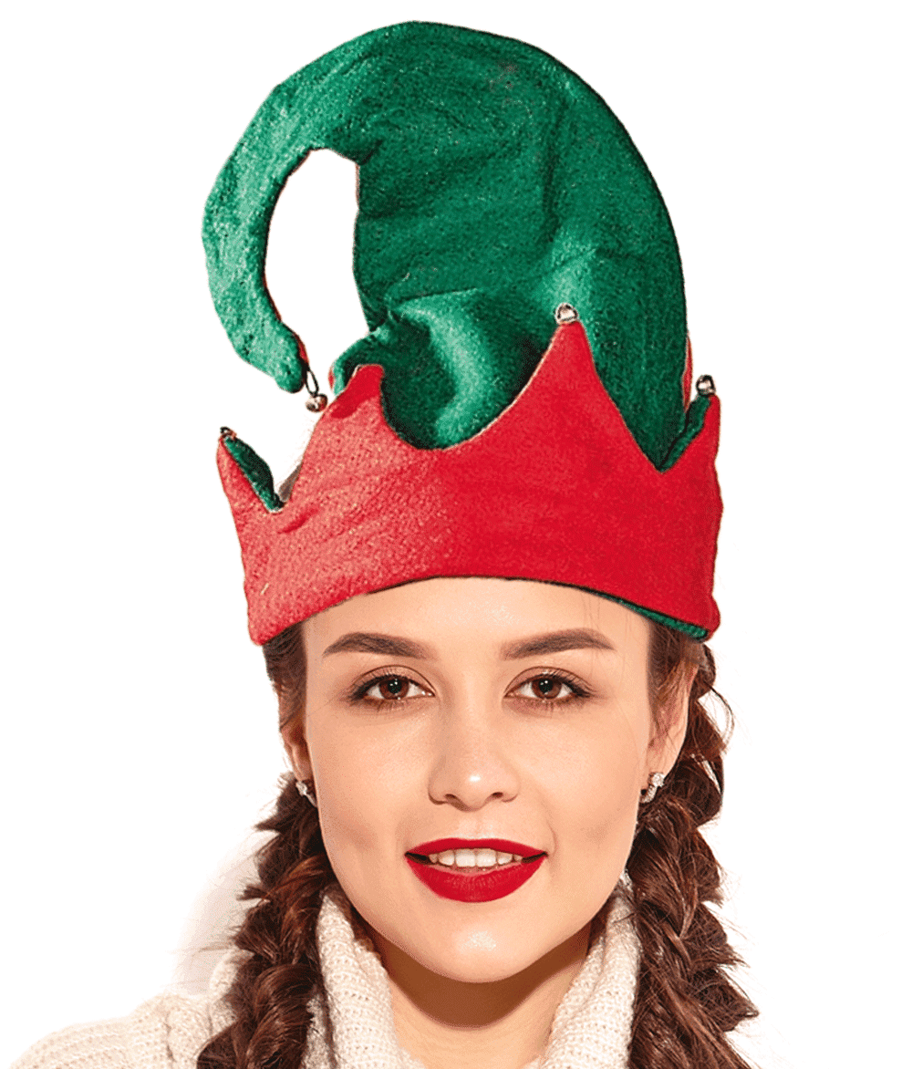 PMU Christmas Elf Hat with Jingle Bells Green and Red Felt Hats ...