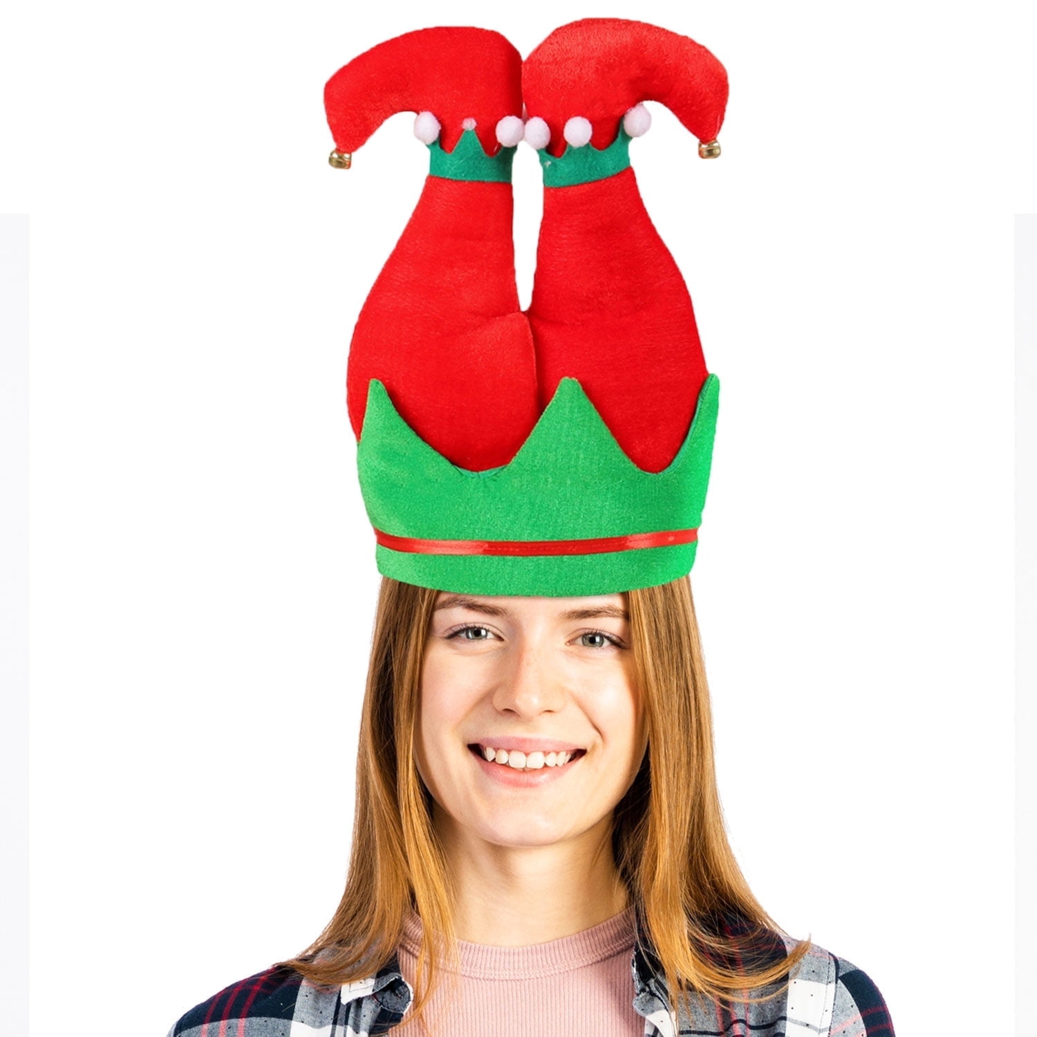 PMU Christmas Elf Hat Twinkle Toe Green/Red Bands Hat Christmas ...