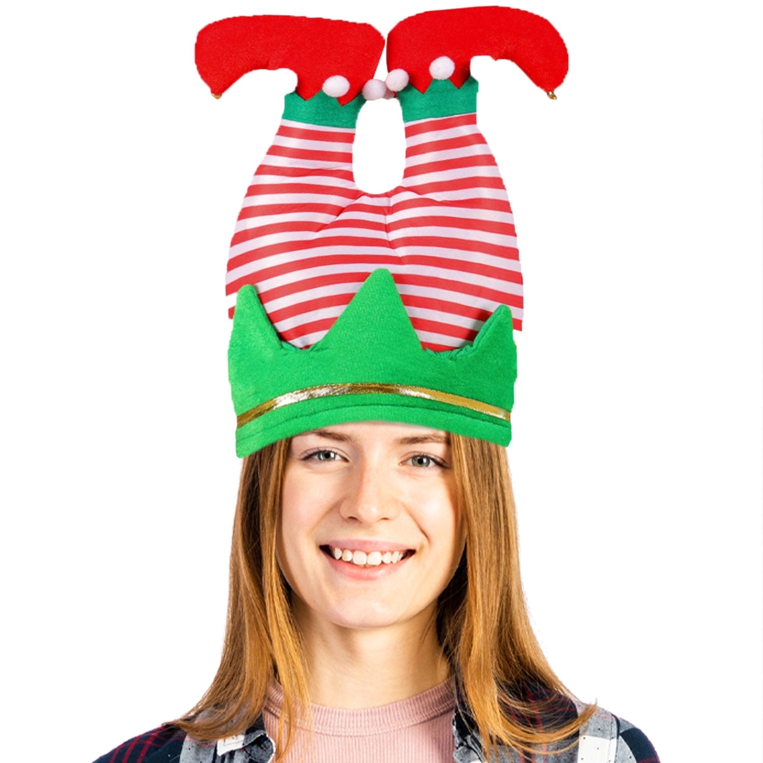 PMU Christmas Elf Twinkle Toe Hat Striped Red/White Christmas ...