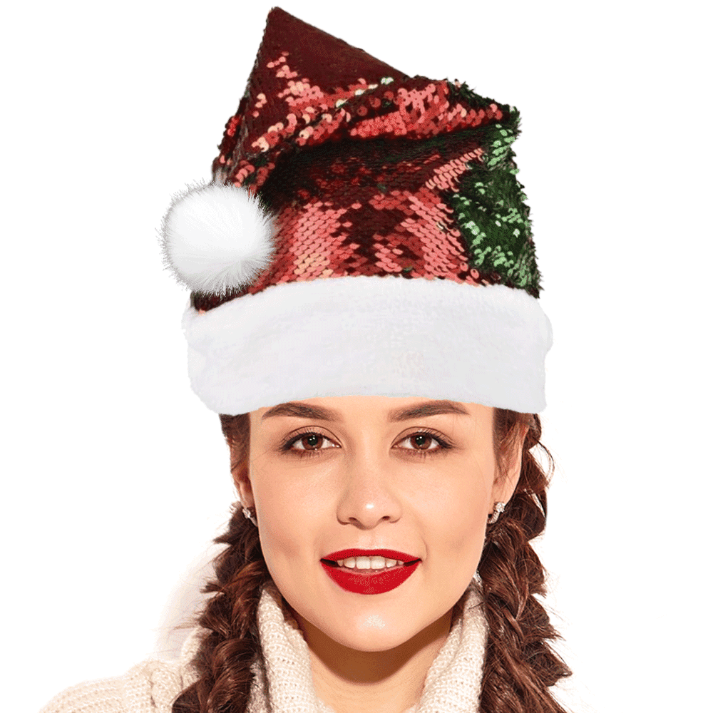PMU Christmas Flip Sequin Santa Hat Red/Green Sequins Christmas ...