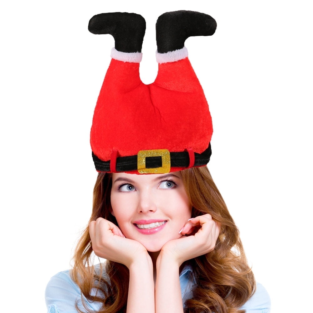 PMU Christmas Santa's Down The Chimney Hat Red/Black Christmas ...