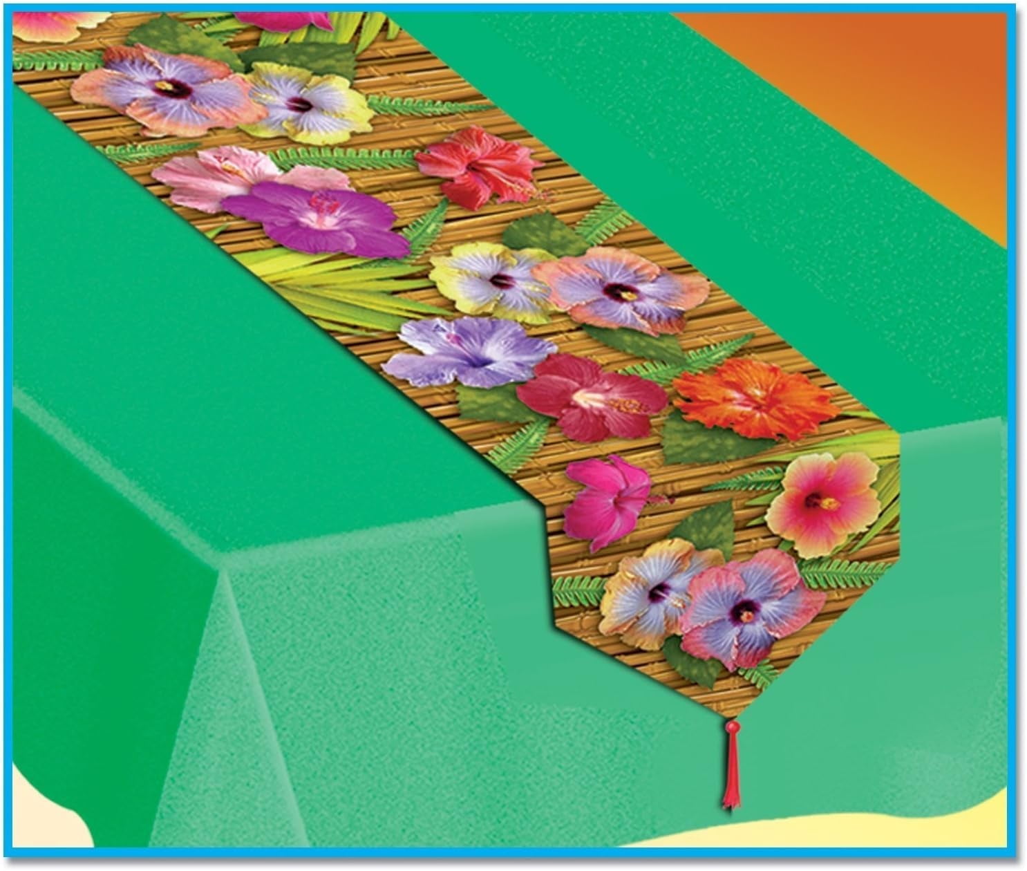 PMU Hawaiian Luau Printed Flowers Table Runner Party Decoration and ...