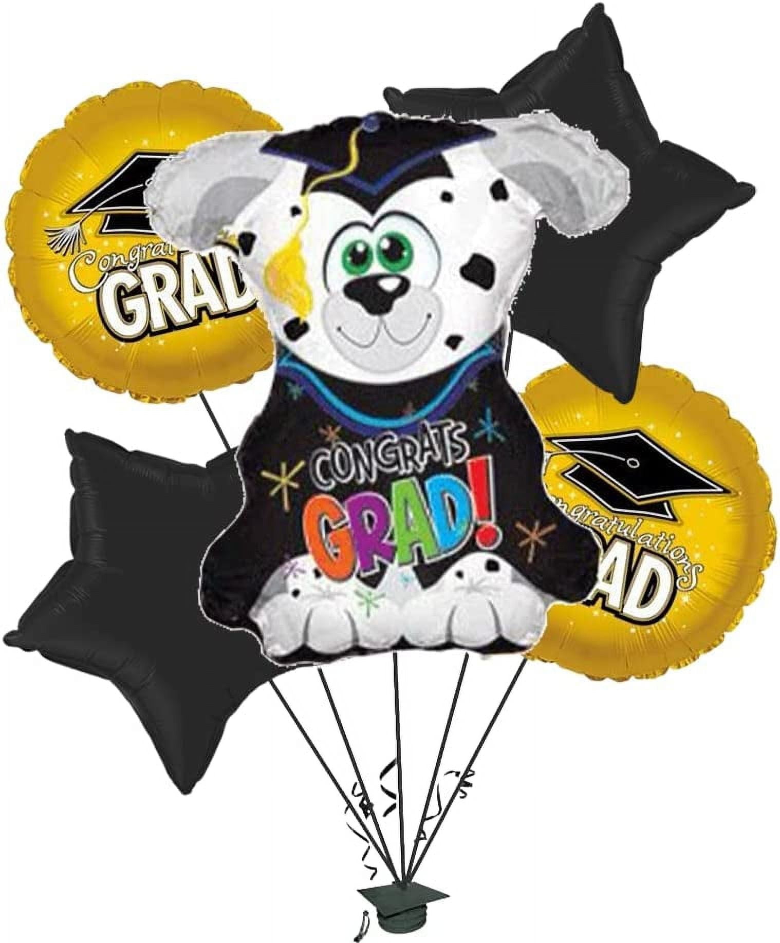PMU GRAD Puppy Grad Balloon Bouquet Black (5/Pkg) Pkg/1 - Walmart.com