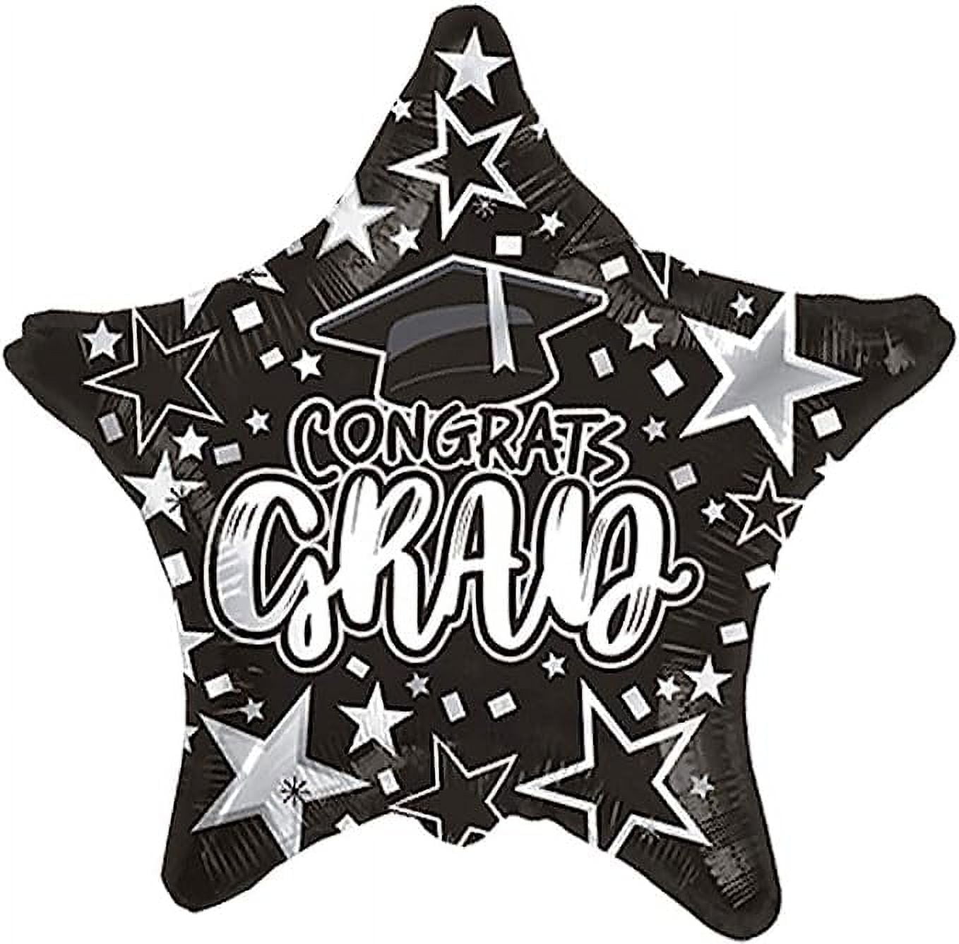 PMU Graduation Congrats Grad Star Black 18 Inch Mylar Balloon Pkg/10 ...