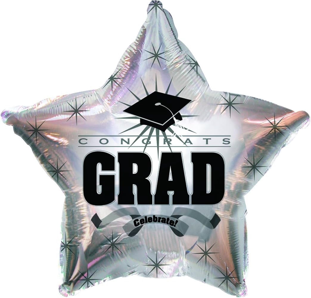 PMU Grad Congrats Star 18in Mylar Balloon Platinum Pkg/5 - Walmart.com