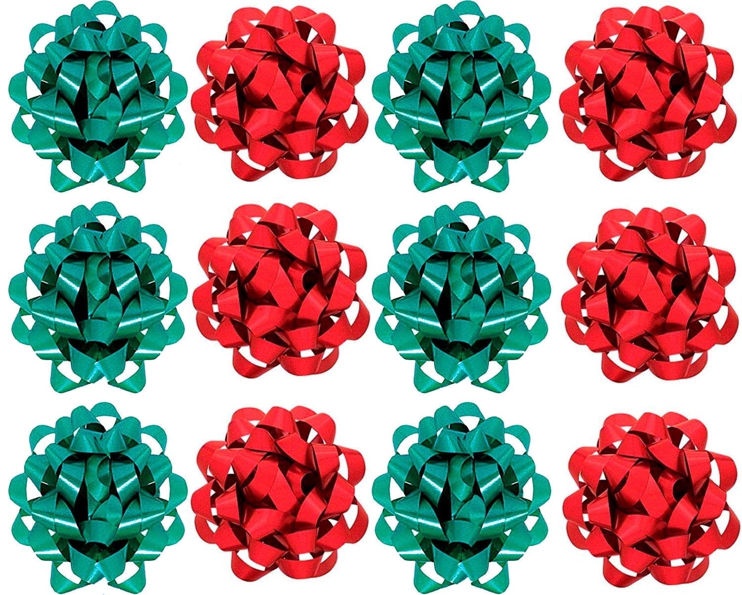 PMU Decorative Confetti Gift Bows 4-1/4 Inch Large Green and Red ...