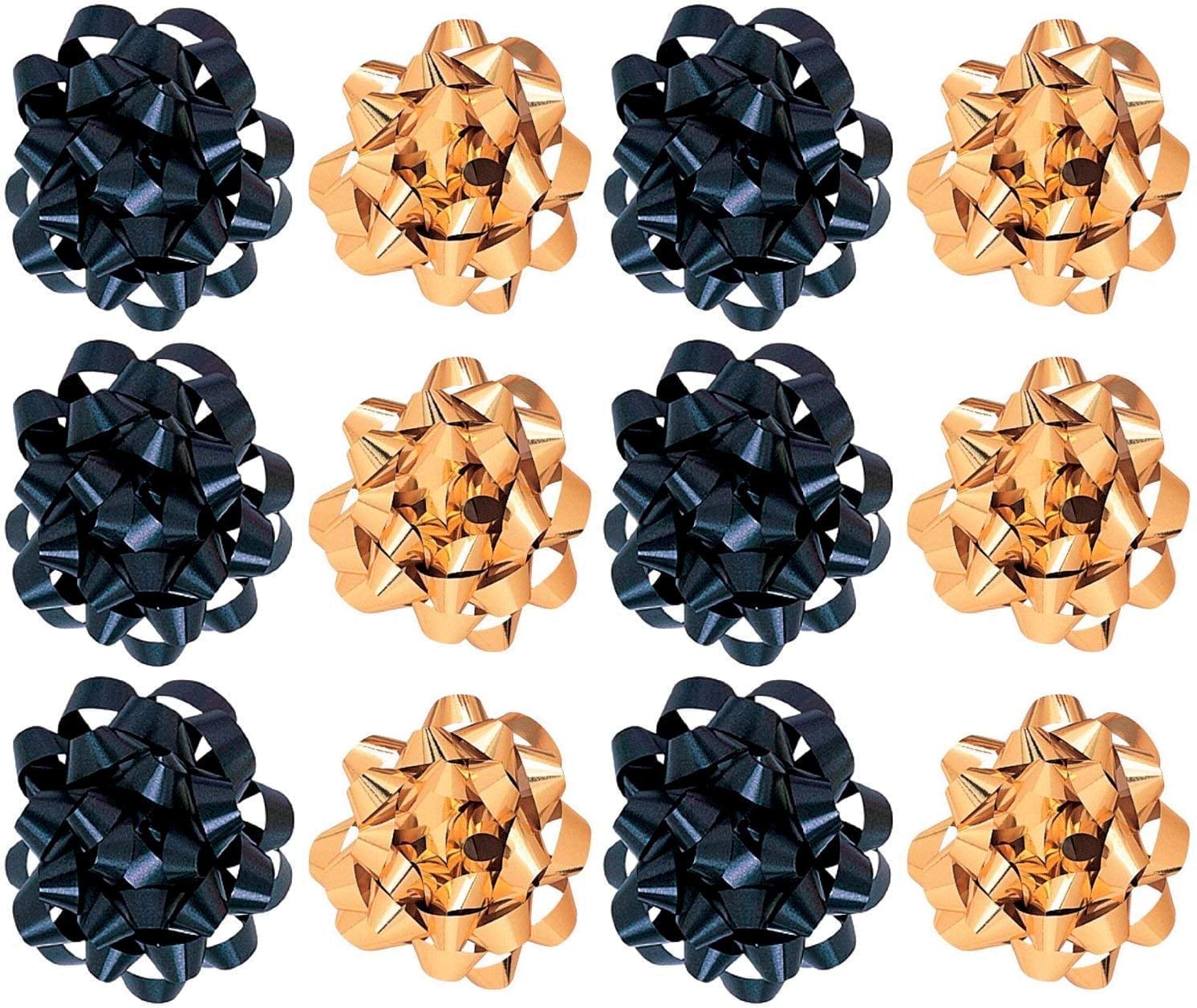 PMU Decorative Confetti Gift Bows 4-1/4 Inch Large Metallic Gold and ...