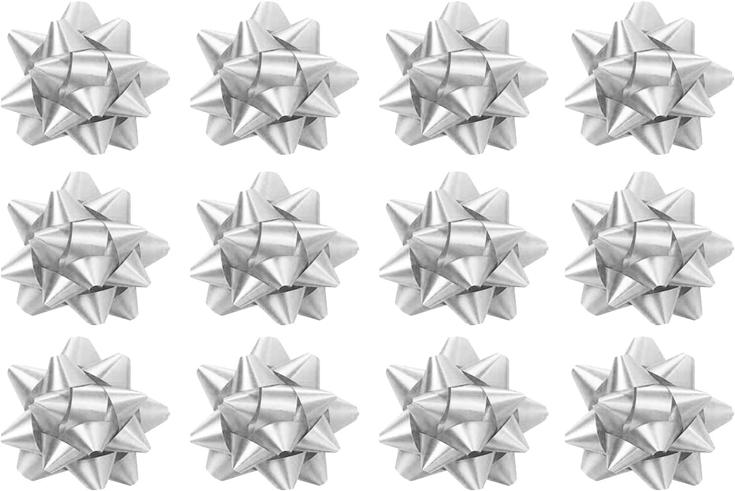 PMU Medium Star Gift Bows, White, 3-3/4 Inch Diameter, Satin Finish ...