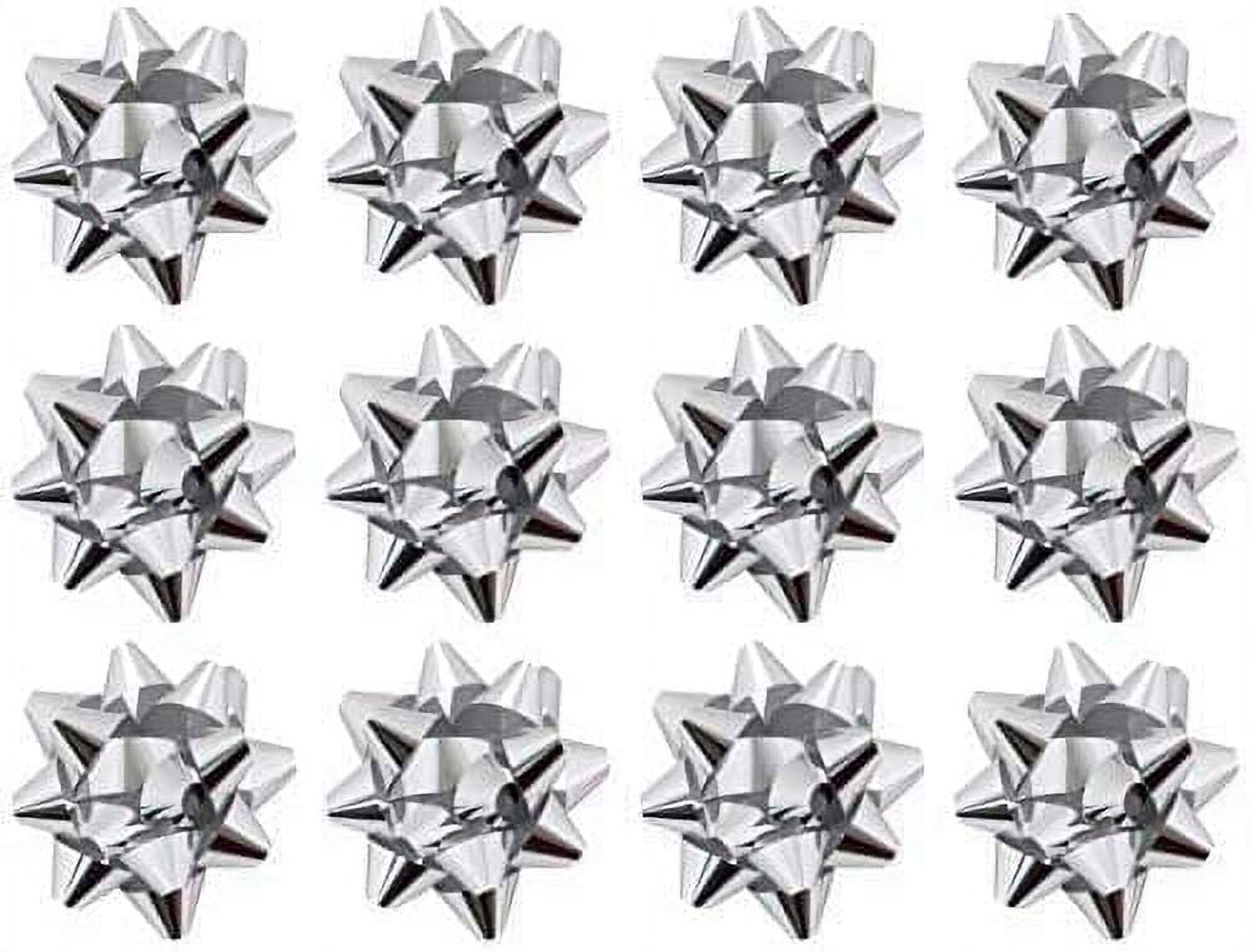 PMU Decorative Star Gift Bows Small 2in Metallic Silver (12/Pkg) Pkg/1 ...