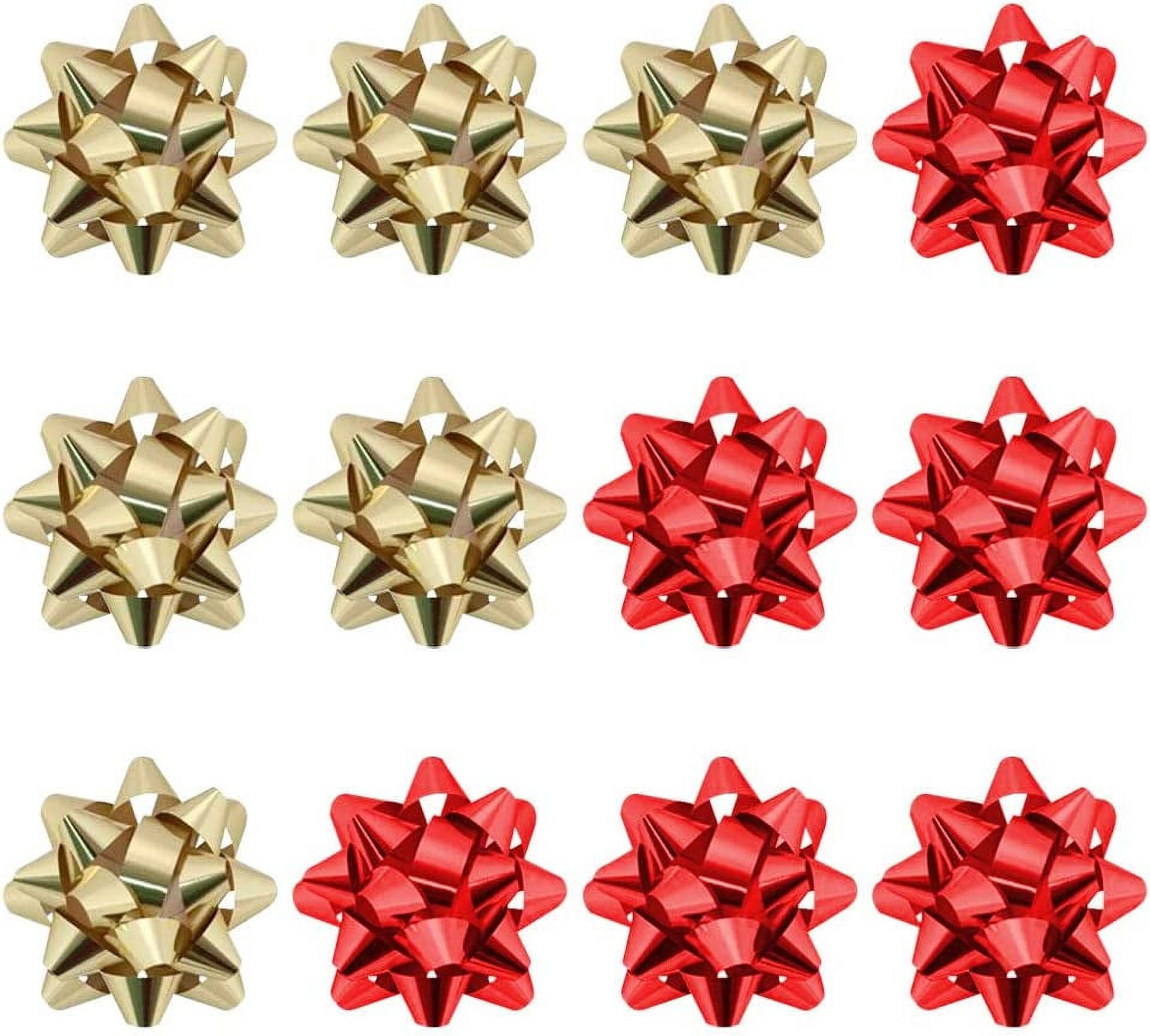 PMU Decorative Star Gift Bows Small 2in Red and Gold Assortment (12/Pkg ...