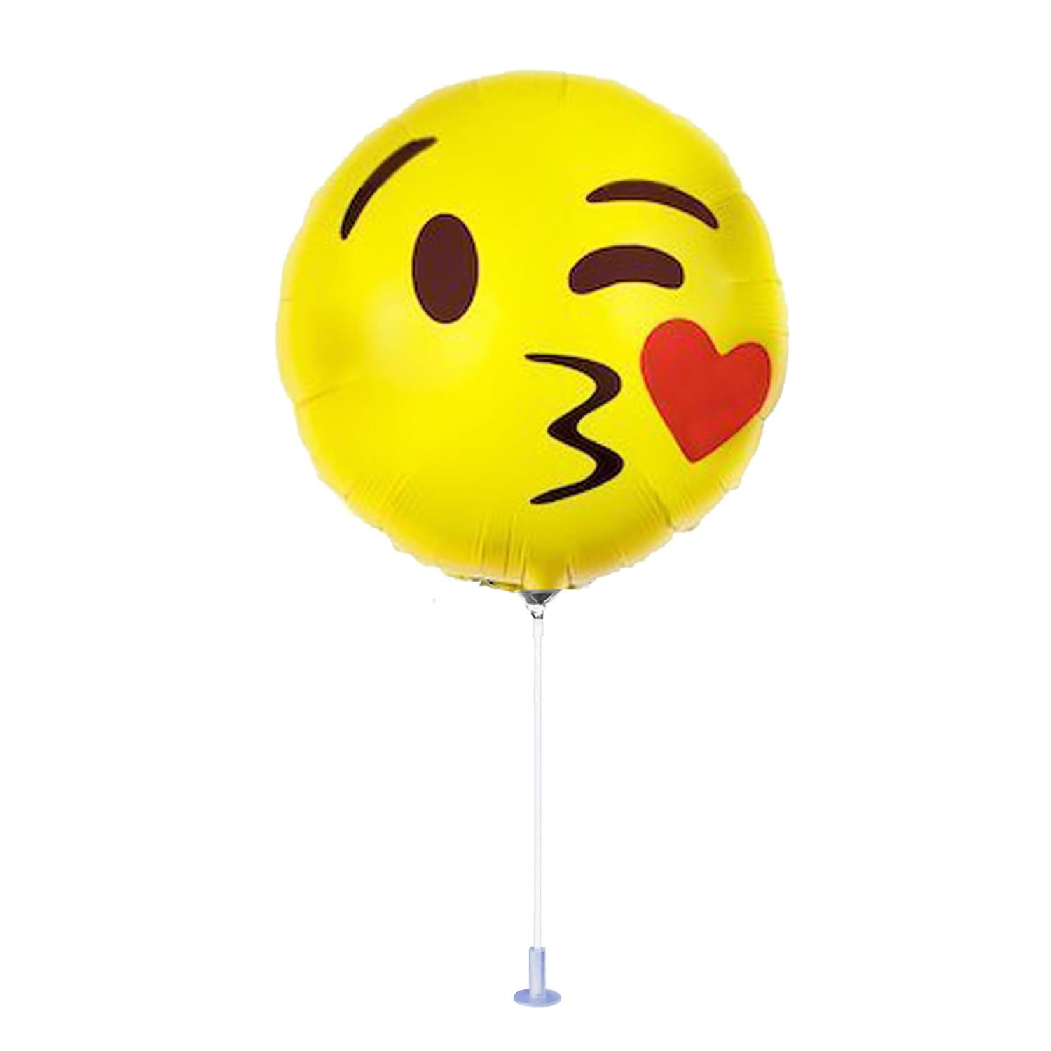 PMU Emoji Balloons 9 inch Pre-Inflated with Stick (Smile Blowing Kiss ...