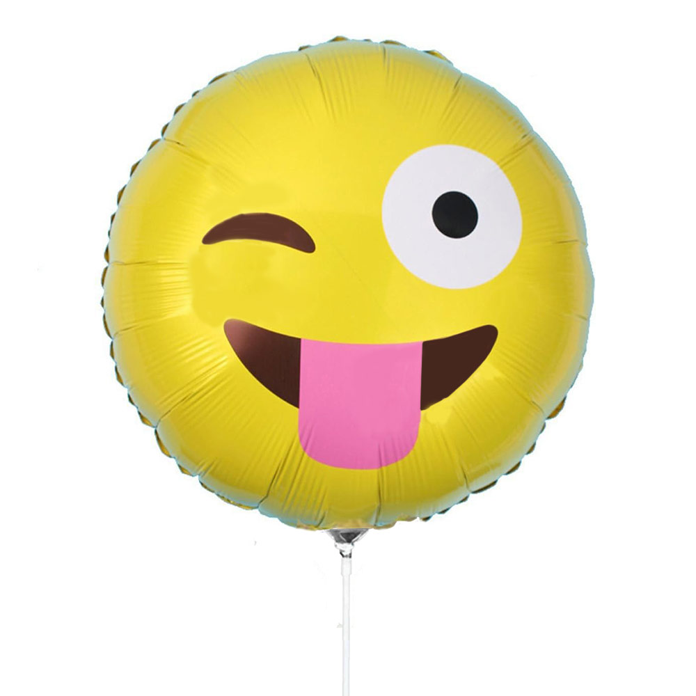 PMU Emoji Balloons 9 inch Pre-Inflated with Stick (Tongue and Winkling ...