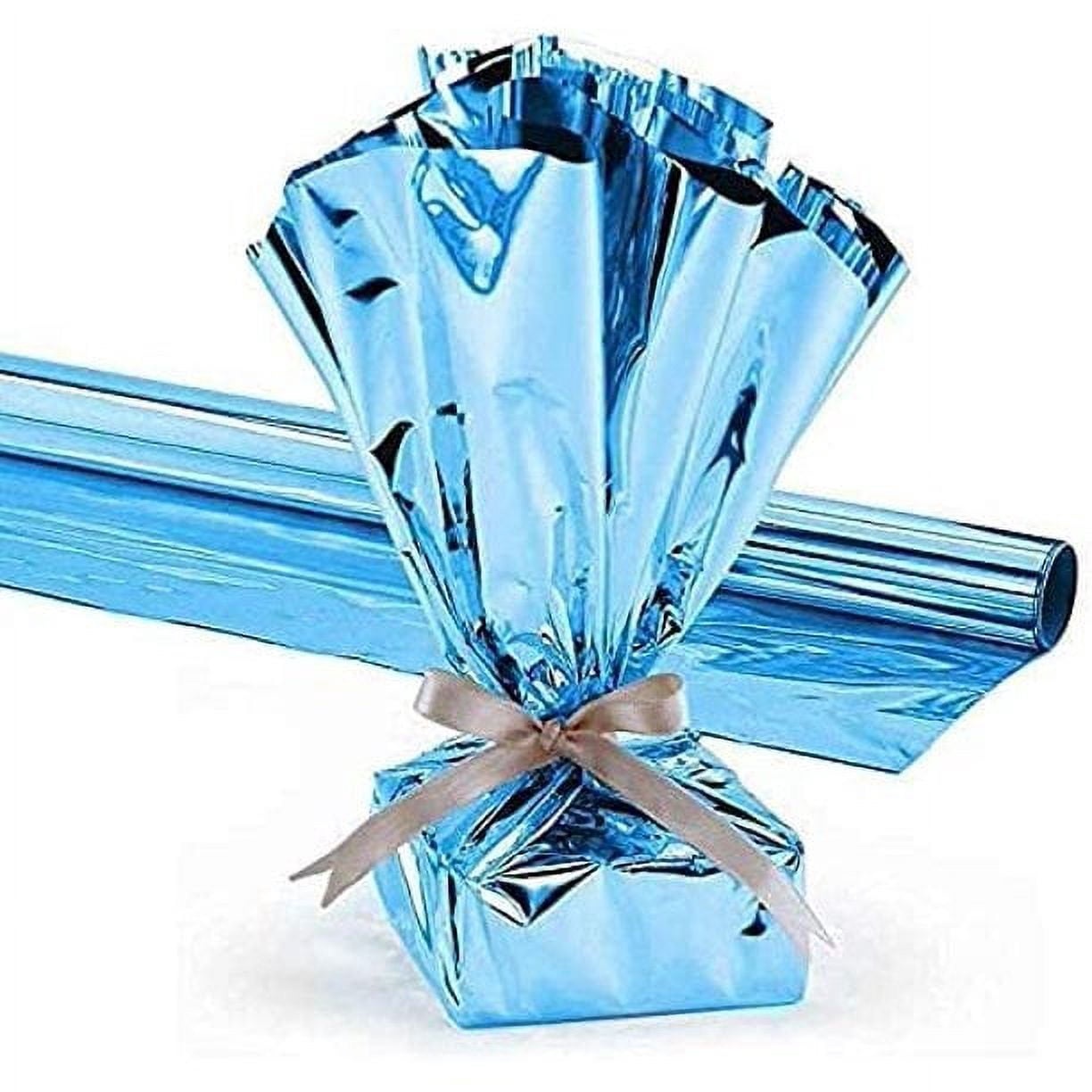 PMU Mylar Gift Wrap Roll, Metallic Baby Blue, 24x25ft, Reflective, for ...