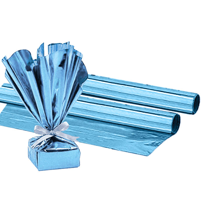 PMU 2 Pcs Gift Wrap Mylar Roll Metallic Baby Blue 2-sided, 24 Inches X ...