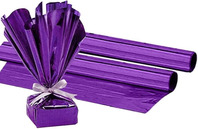 PMU 2 Pcs Gift Wrap Mylar Roll Metallic Purple 2-sided, 24 Inches X 25 ...