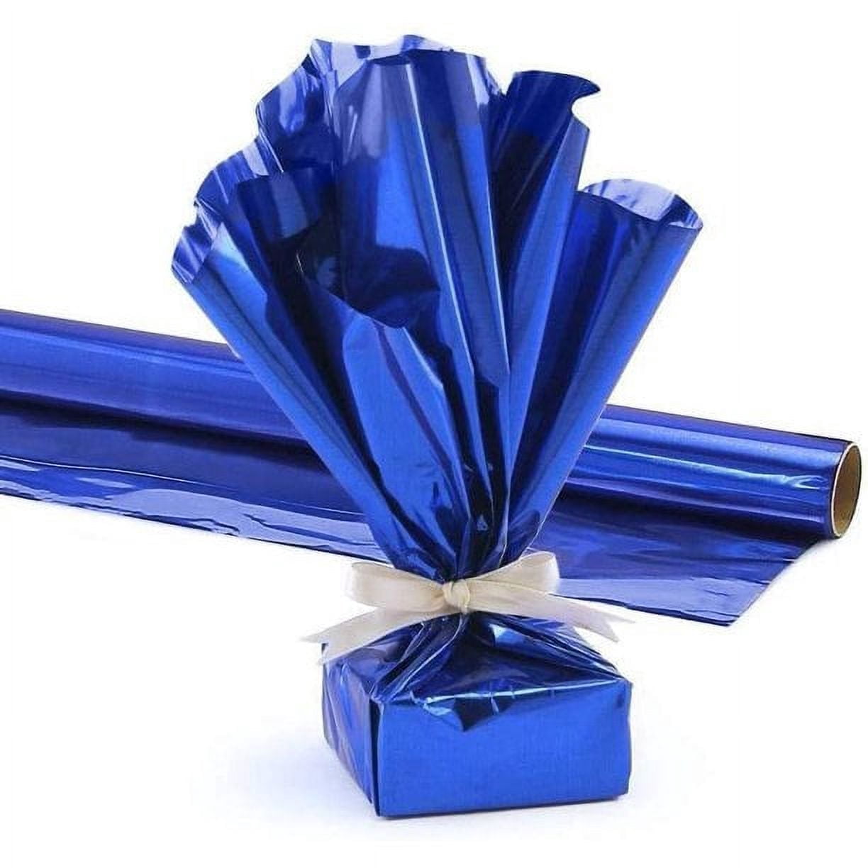 PMU Gift Wrap Mylar Roll Metallic Royal Blue 48 Inch X 50 Feet 1.4 Mil ...
