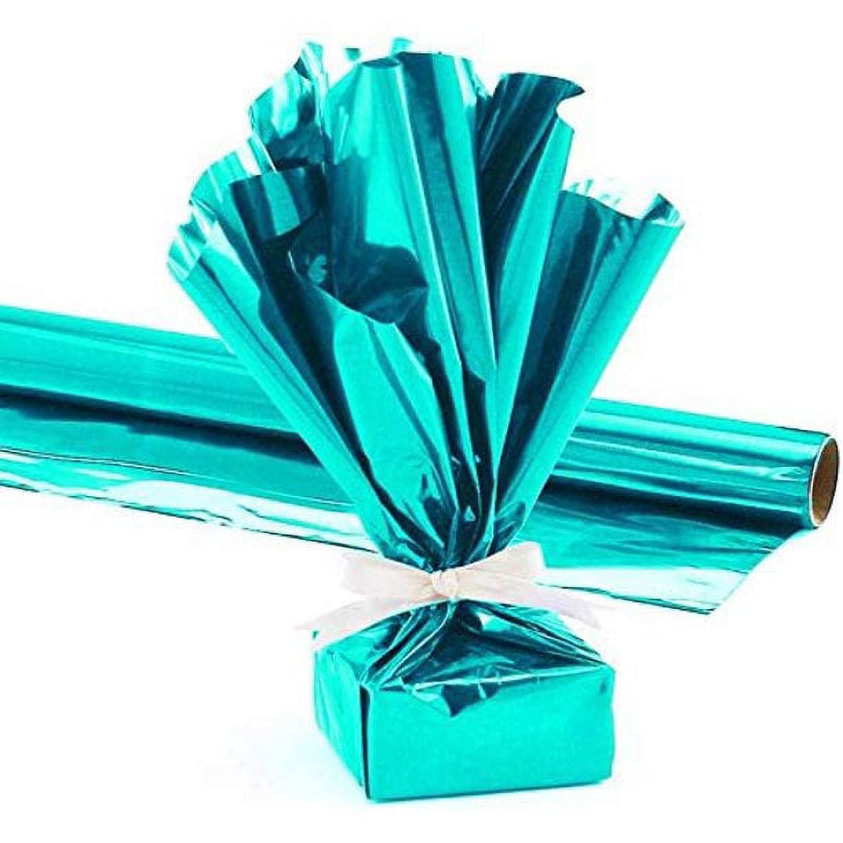 PMU Gift Wrap Mylar Roll Metallic Turquoise 2-sided, 48 Inches X 25 Ft ...