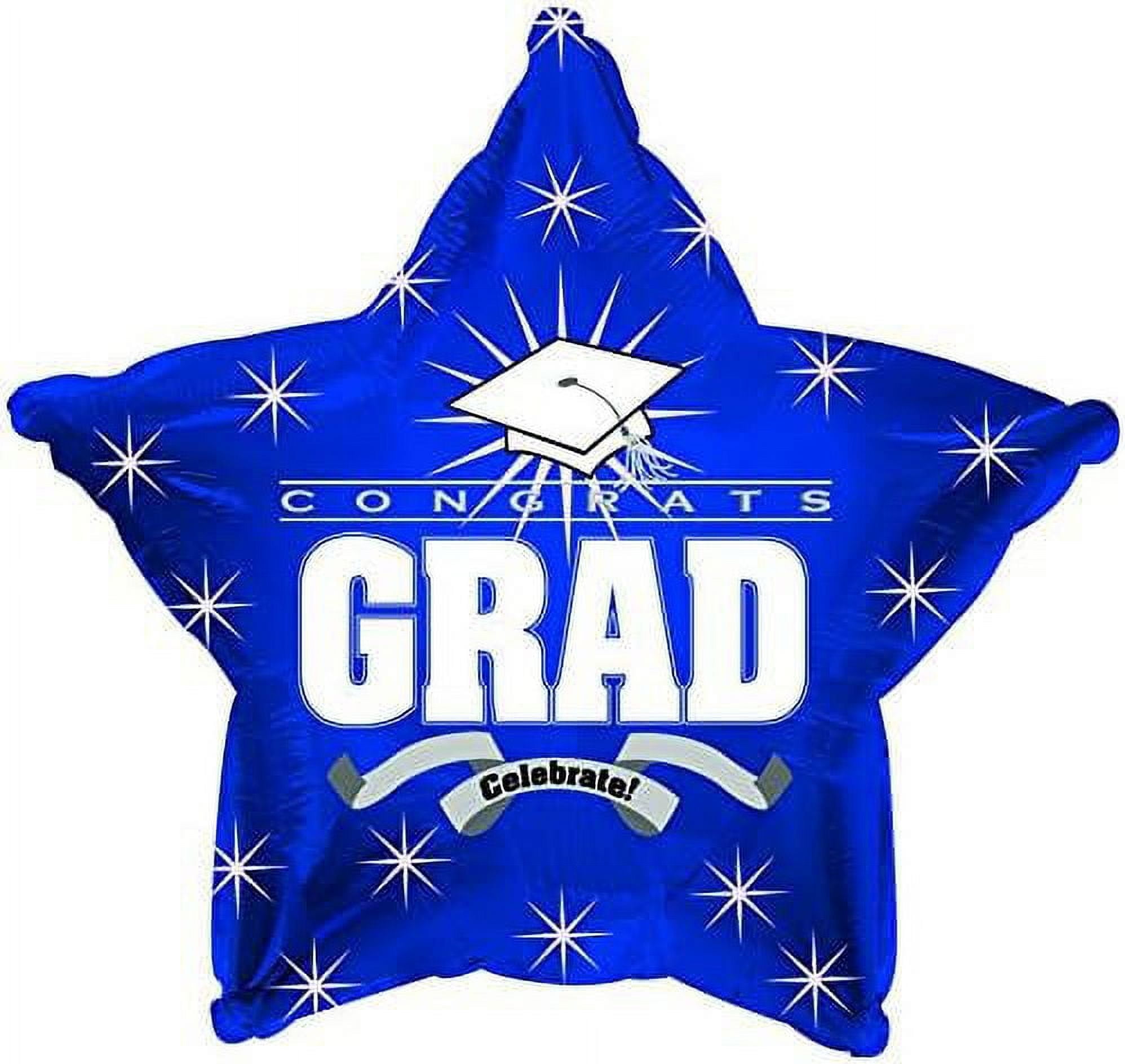 PMU Grad Congrats Star 18in Mylar Balloon Blue Pkg/25 - Walmart.com