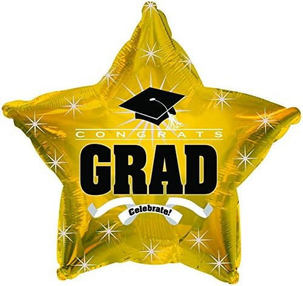 PMU Grad Congrats Star 18in Mylar Balloon Gold Pkg/1 - Walmart.com