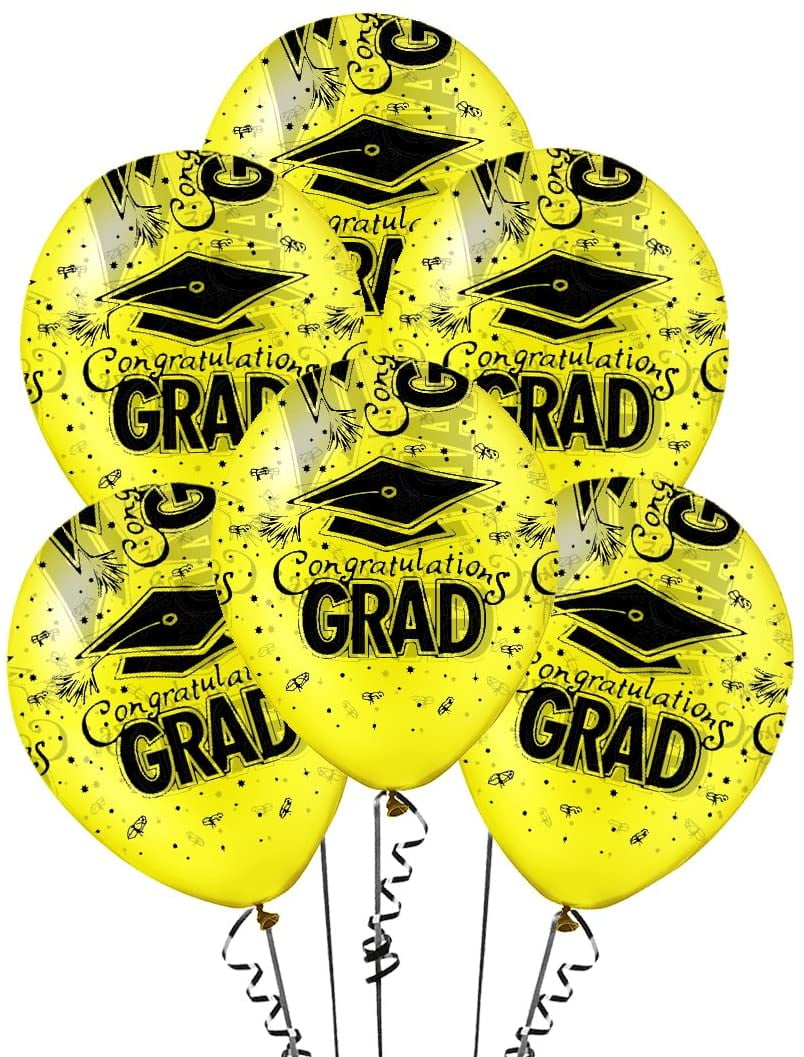 PMU Graduation Balloons 11 Inch PartyTex Premium Crystal Yellow with ...