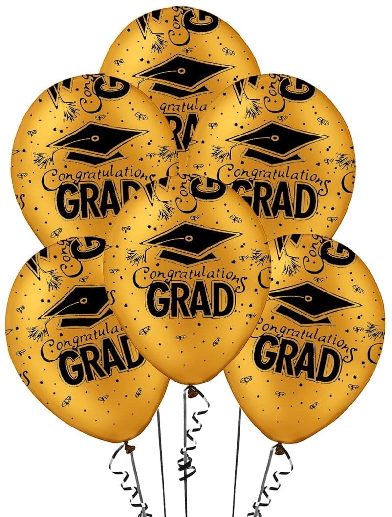 PMU Graduation Balloons 11 Inch PartyTex Premium Gold with All-Over ...