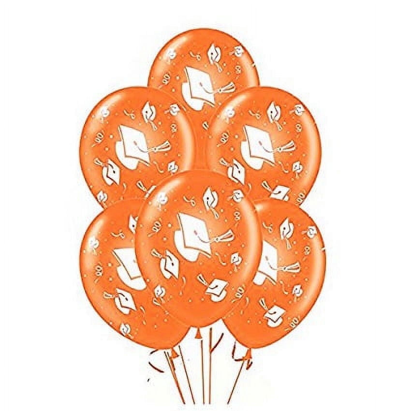 PMU 12 Pcs Graduation Balloons PartyTex 11 inch Premium Orange with All ...