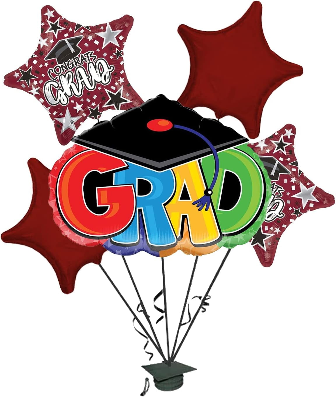 PMU Graduation Congrats Grad Cap Balloon Bouquet Maroon (5/Pkg) Pkg/1 ...