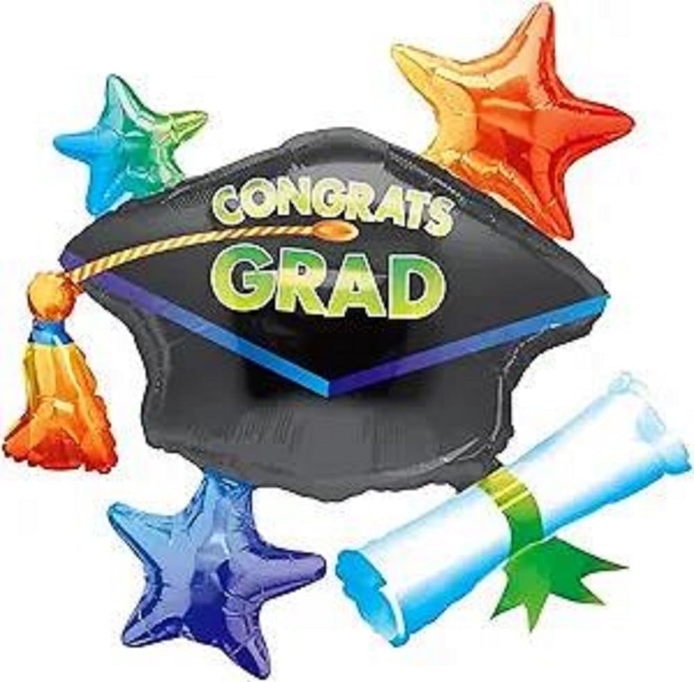 PMU Graduation "Congrats Grad" Grad Cap with Stars Cluster 31 Inch ...
