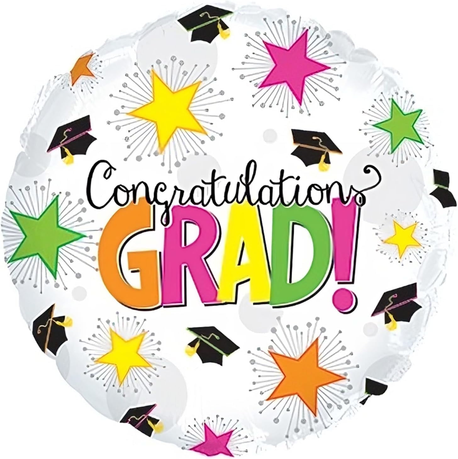 PMU Graduation "Congrats Grad" Neon Colors 18in Mylar Balloon Pkg/1 ...