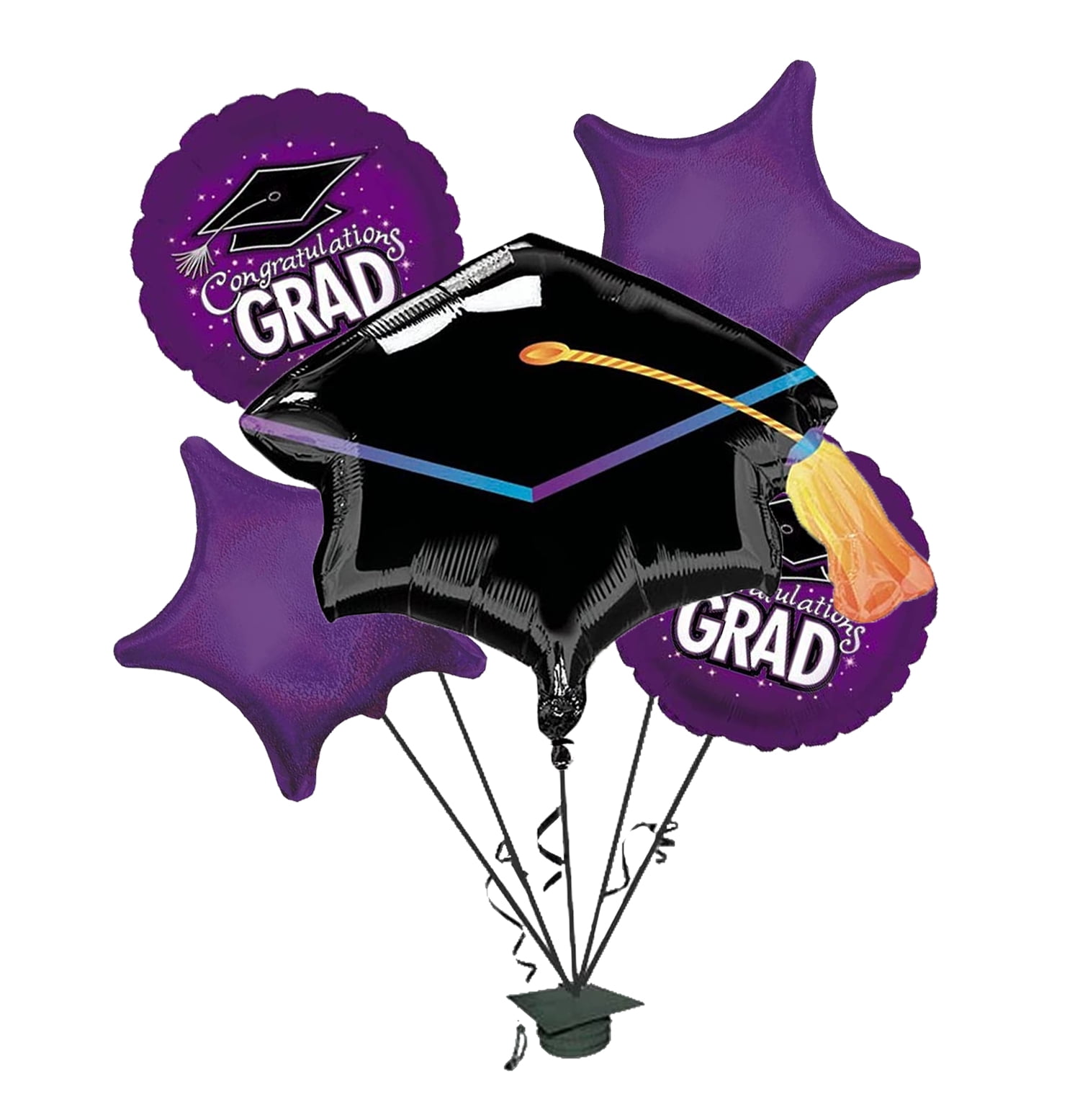 PMU Graduation "Congrats Grad" Purple Foil Balloon Bouquet Pkg/5 ...