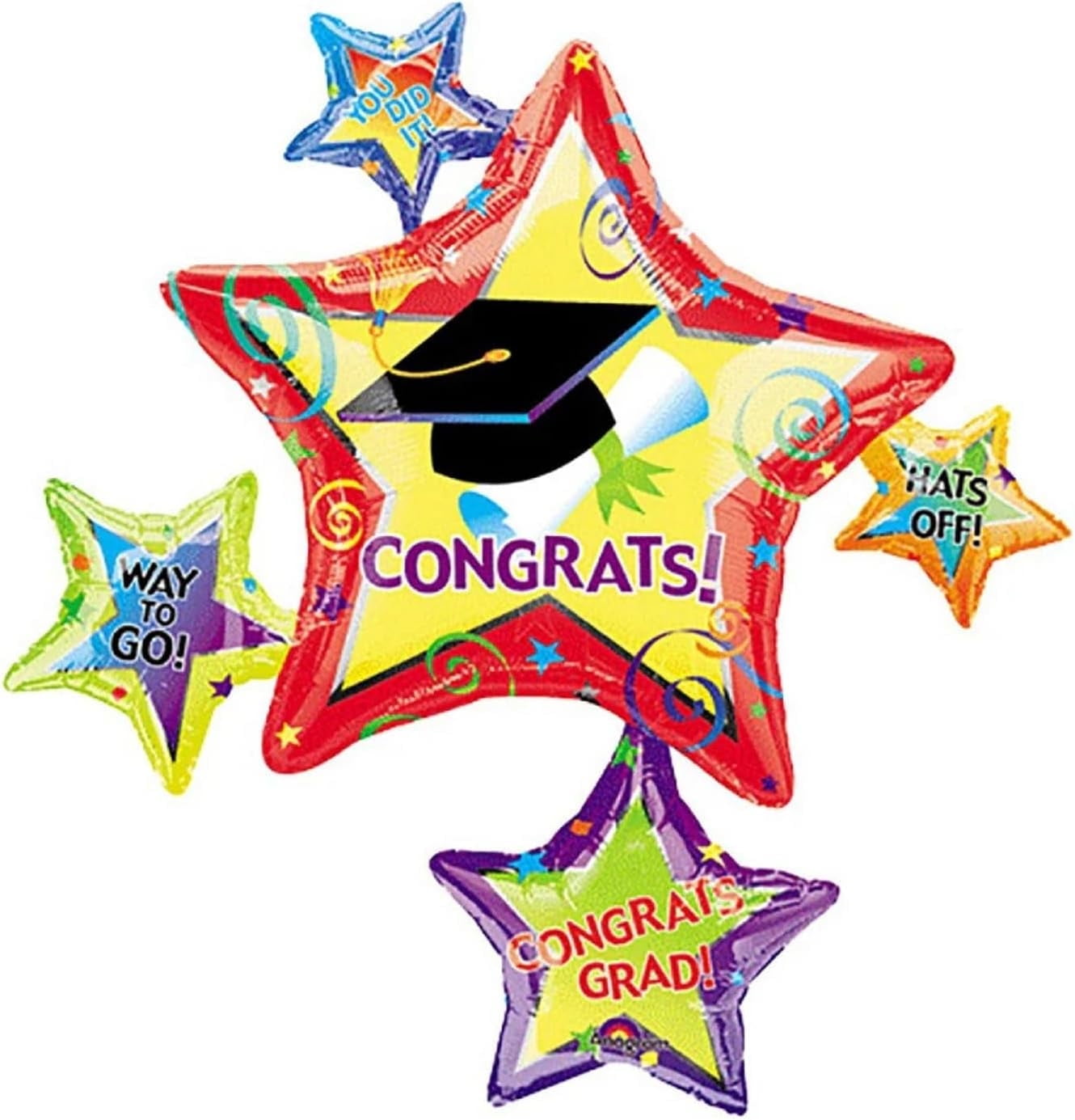 PMU Graduation "Congrats" Grad Star Cluster 31 Inch Mylar Foil Balloons ...