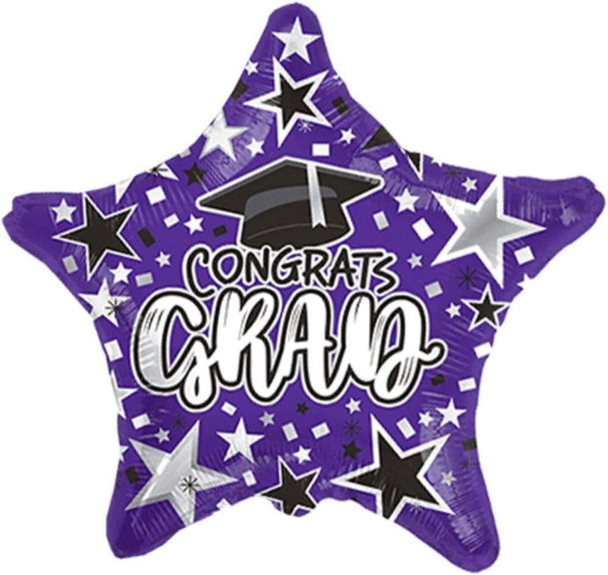 PMU Graduation Congrats Grad Star Purple 18 Inch Mylar Balloon Pkg/25 ...